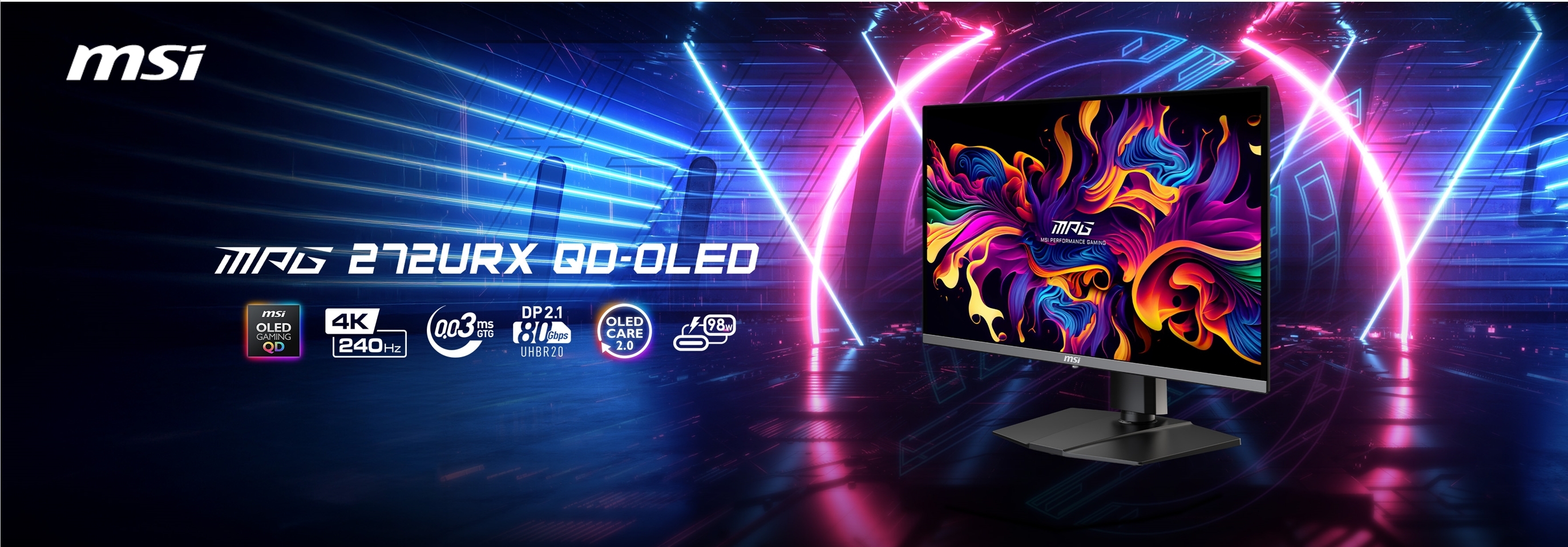 微星 MPG 272URX QD-OLED 電競顯示器開賣 採用三星 EL Gen 3 技術 5 層串聯 QD-OLED 面板 - 巴哈姆特