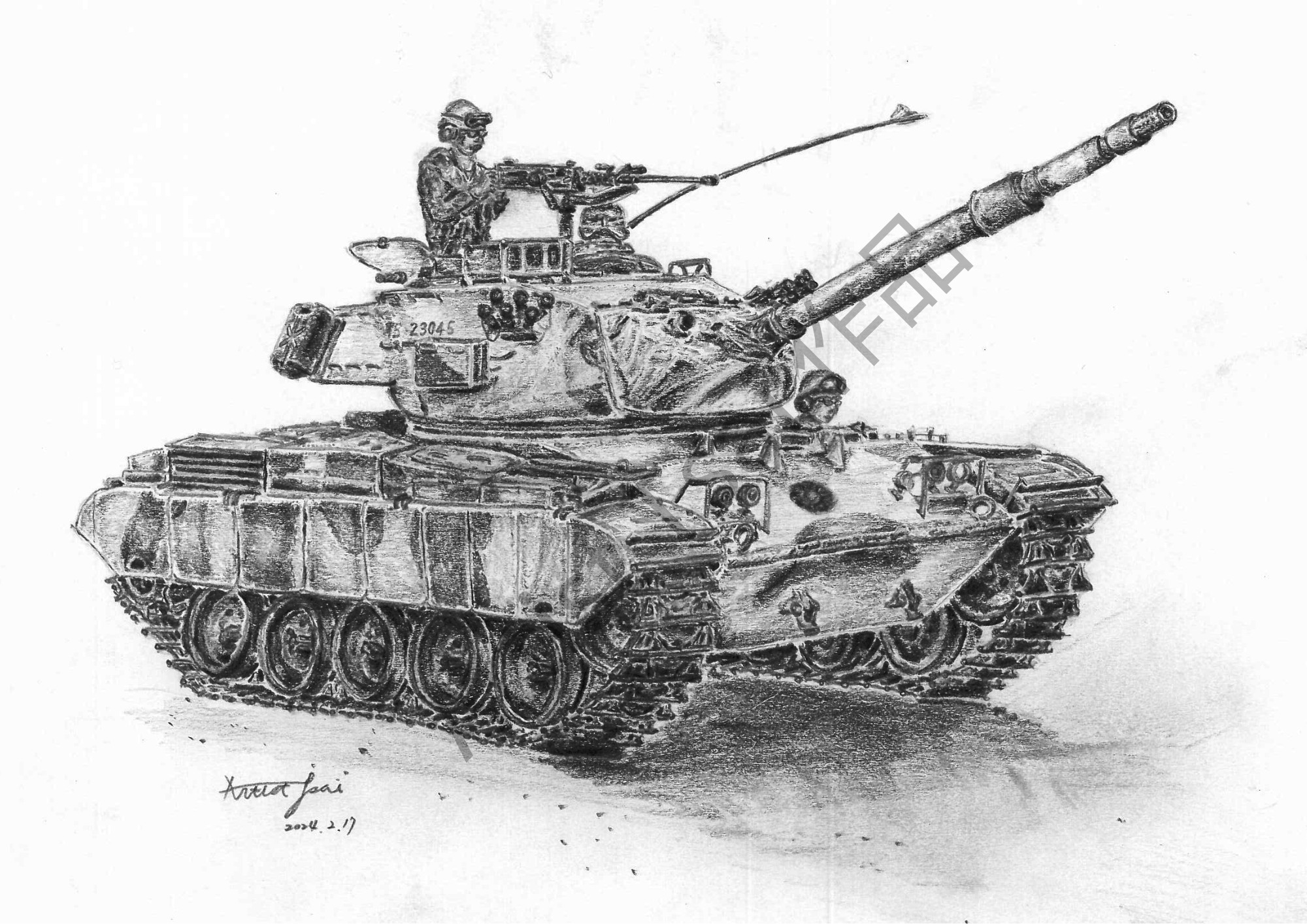 台湾 M41D ウォーカー・ブルドッグ Walker Bulldog 軽戦車 手繪軍事素描插畫 - js99125172的創作 - 巴哈姆特