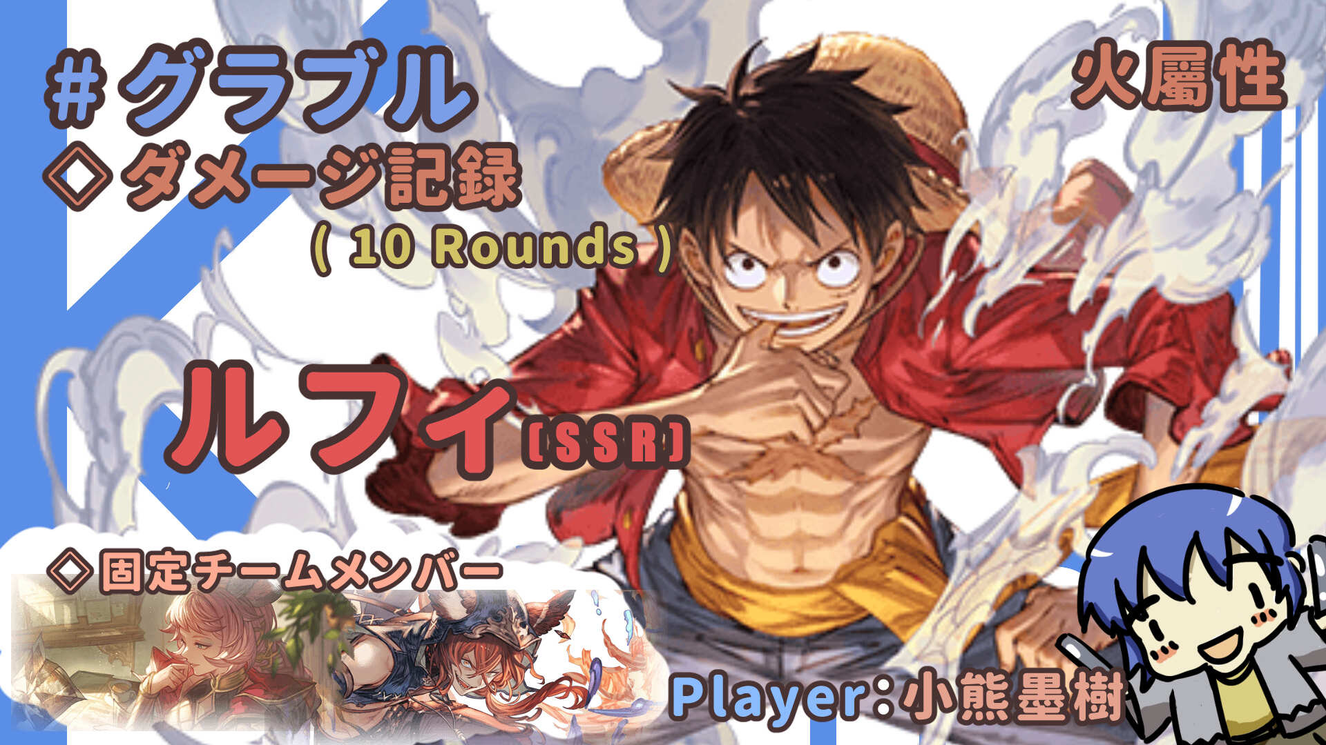 [#熊空士] [#グラブル] 火属性SSR ダメージ記録 “ ONE PIECEルフィ ”[10rounds][#小熊墨樹] - ohc119的創作 - 巴哈姆特