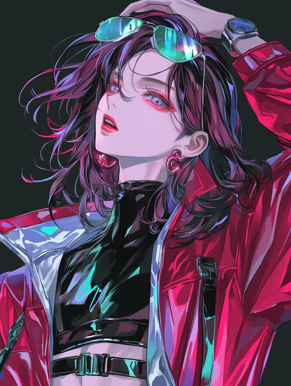 네온 불빛 속, 미래 도시를 지배하는 사이버 여전사 - n97050011的創作 - 巴哈姆特