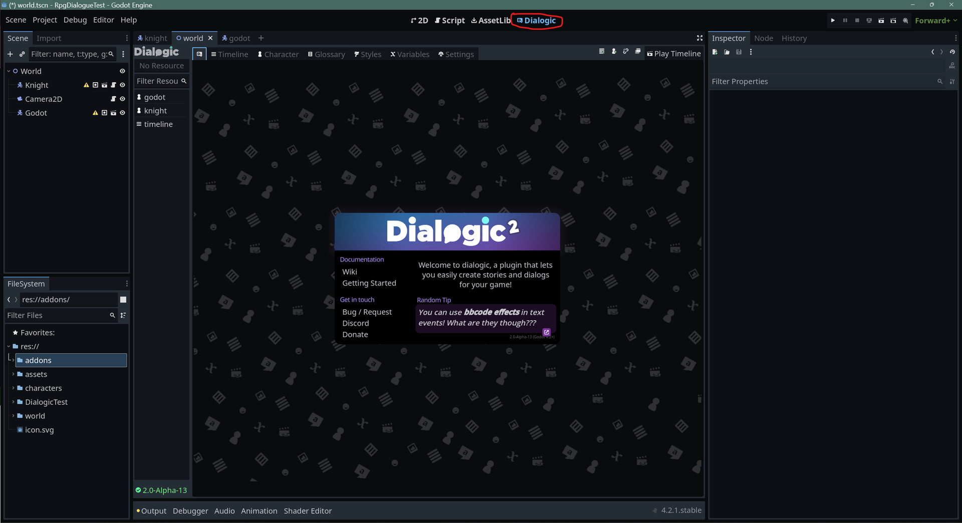 [達人專欄] 【Godot Plugin】幫你的遊戲加入對話系統 —— Dialogic 2 - muryanbks的創作 - 巴哈姆特
