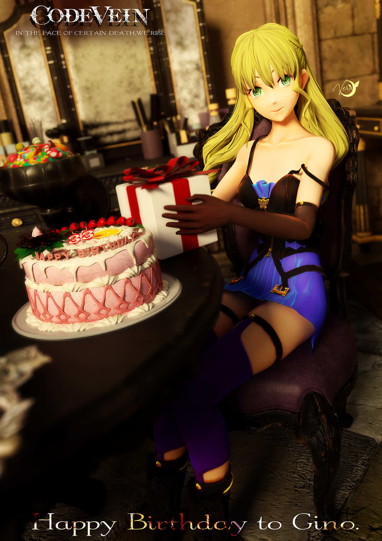 【CODE VEIN】噬血代碼3D渲染插圖：來自米亞的祝福-給朋友的生日賀圖 - ternoes的創作 - 巴哈姆特