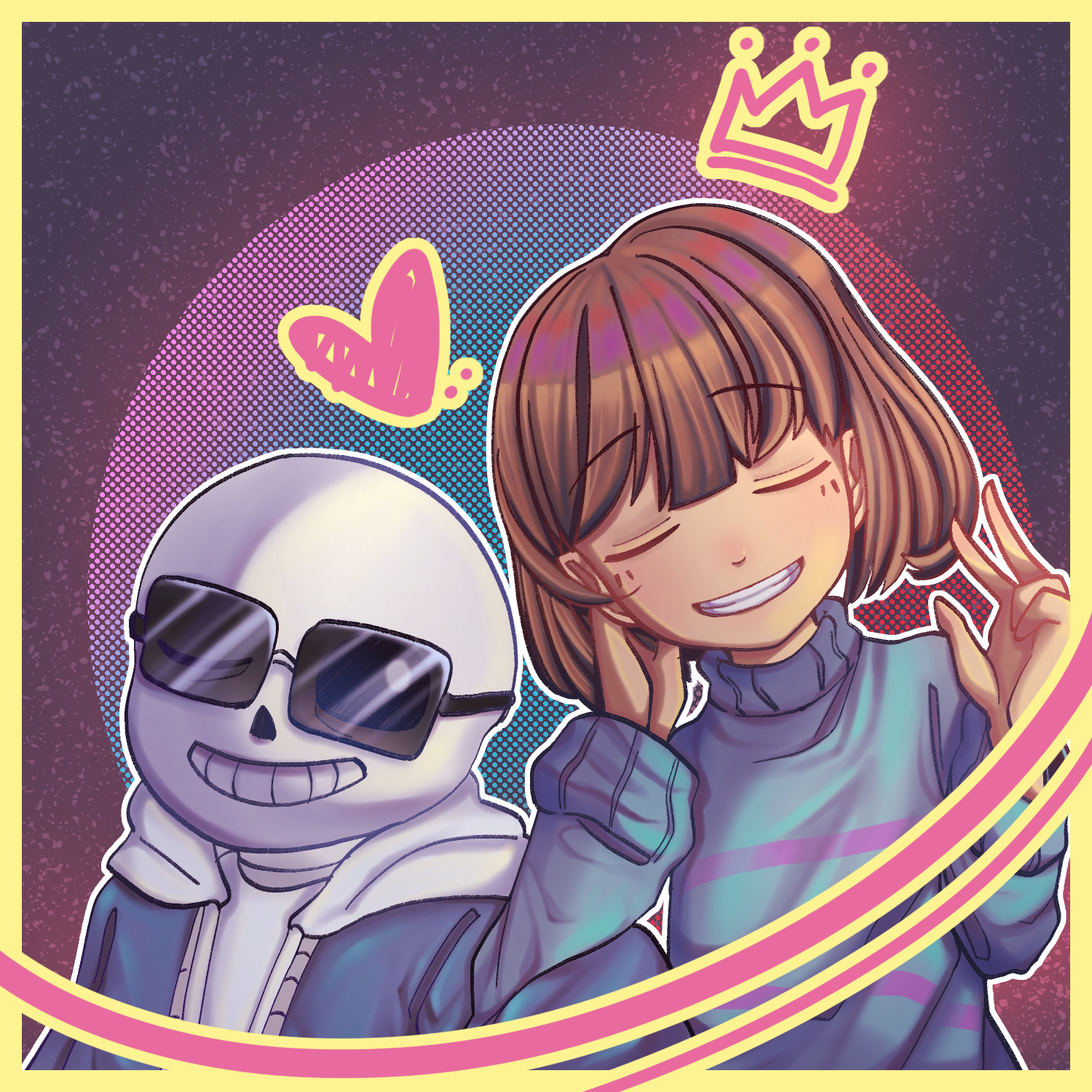 【繪圖】UNDERTALE - 微笑（Sans X Frisk） - aassdd8957的創作 - 巴哈姆特
