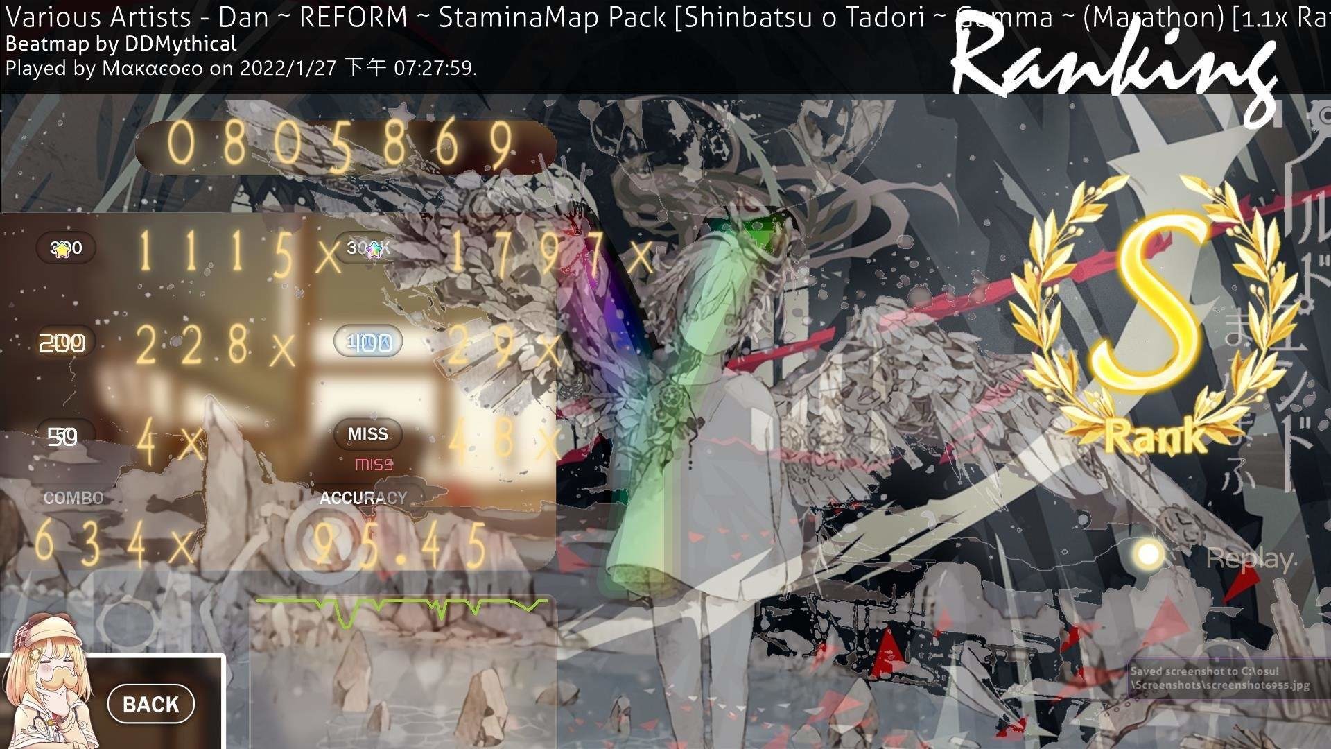 【OSU MANIA GAMMA - γ 1.1x】神罰1.1x 95.45% S Rank~~~ - slime0811的創作 - 巴哈姆特