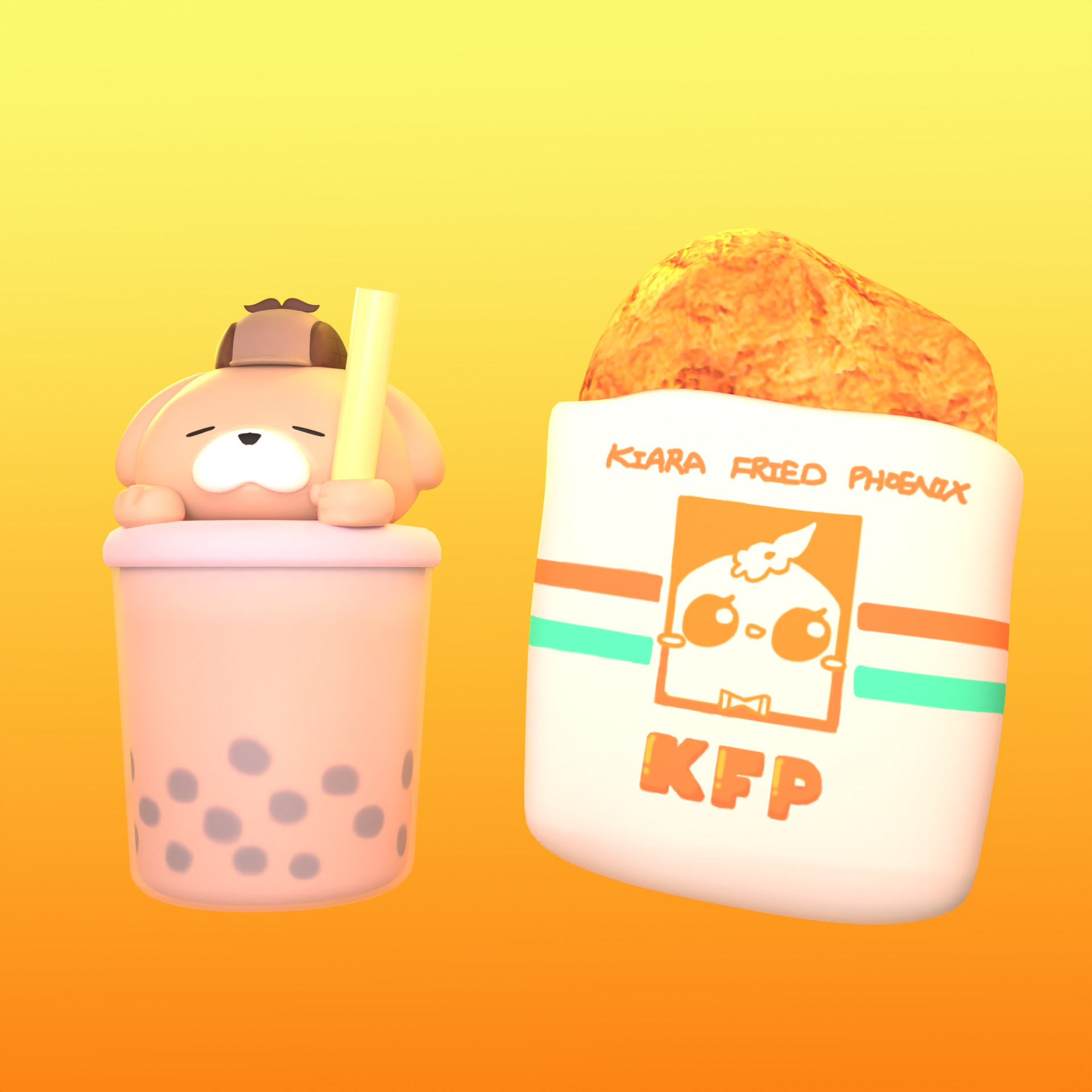 【二創3D】Bubba Tea And KFP - aekly268的創作 - 巴哈姆特