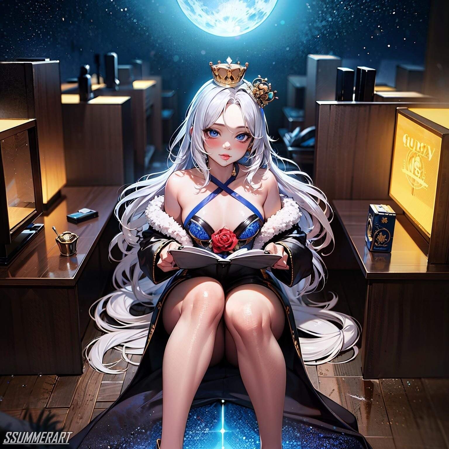 AI繪) 新片上映 ! #3 夜晚少女坐姿 - mariodxex的創作 - 巴哈姆特