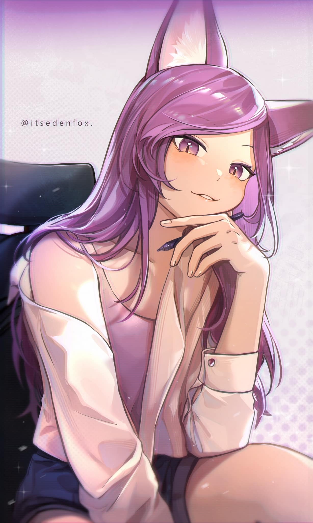 用手擠臉頰的狐 - edenfox1225的創作 - 巴哈姆特