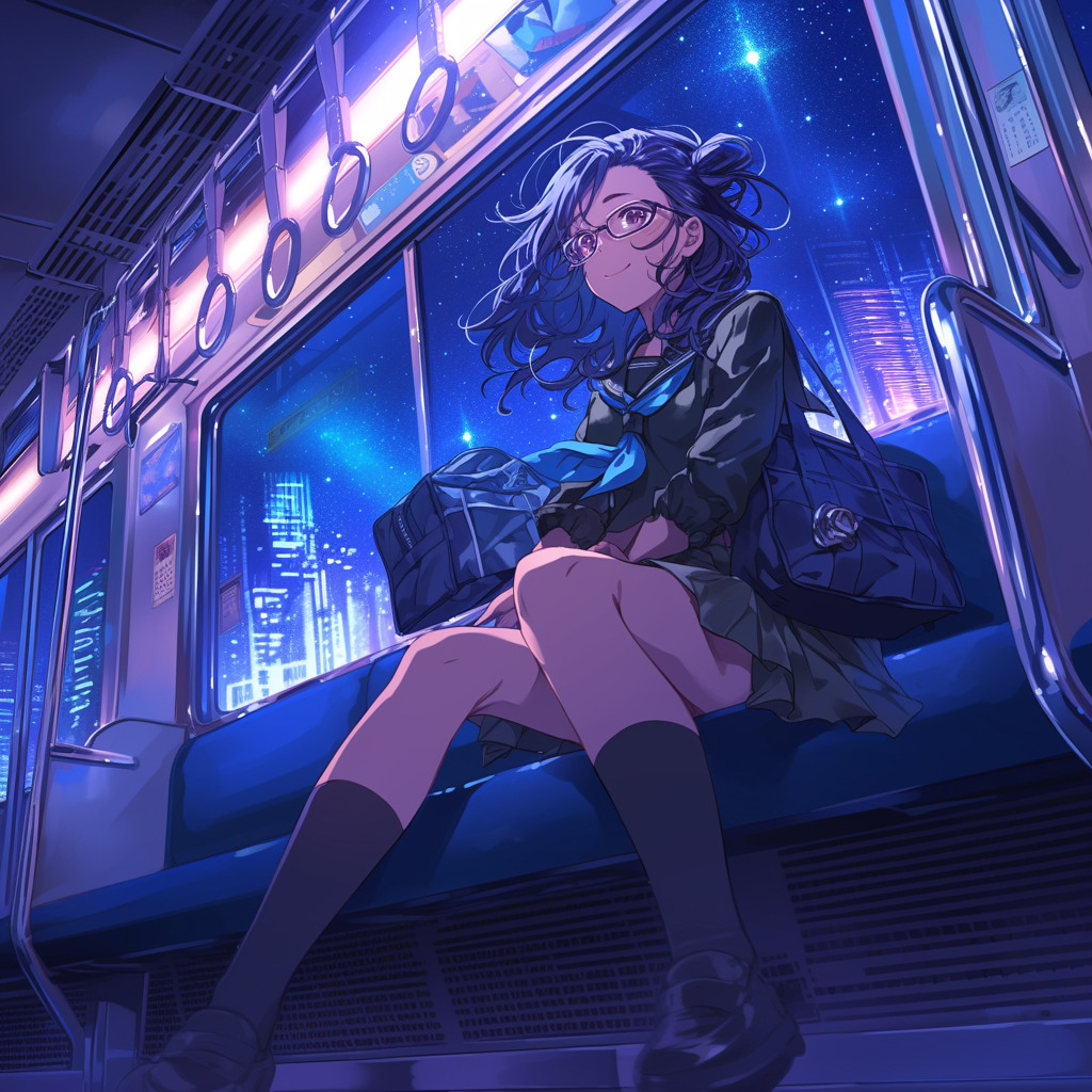 [AI] 列車上的眼鏡少女 - niravaabhas的創作 - 巴哈姆特