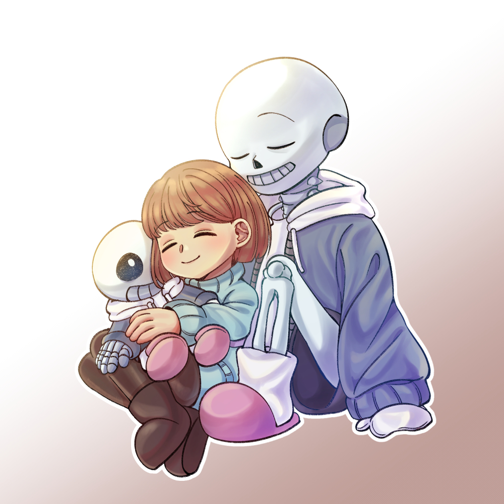 【繪圖】UNDERTALE - 依偎（Sans X Frisk） - aassdd8957的創作 - 巴哈姆特